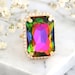 Cocktail Crystal Ring, Statement Rainbow Crystal Ring, Multicolor ...