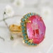 Pink Cocktail Ring, Hot Pink Crystal Cocktail Ring, Turquoise Pink ...