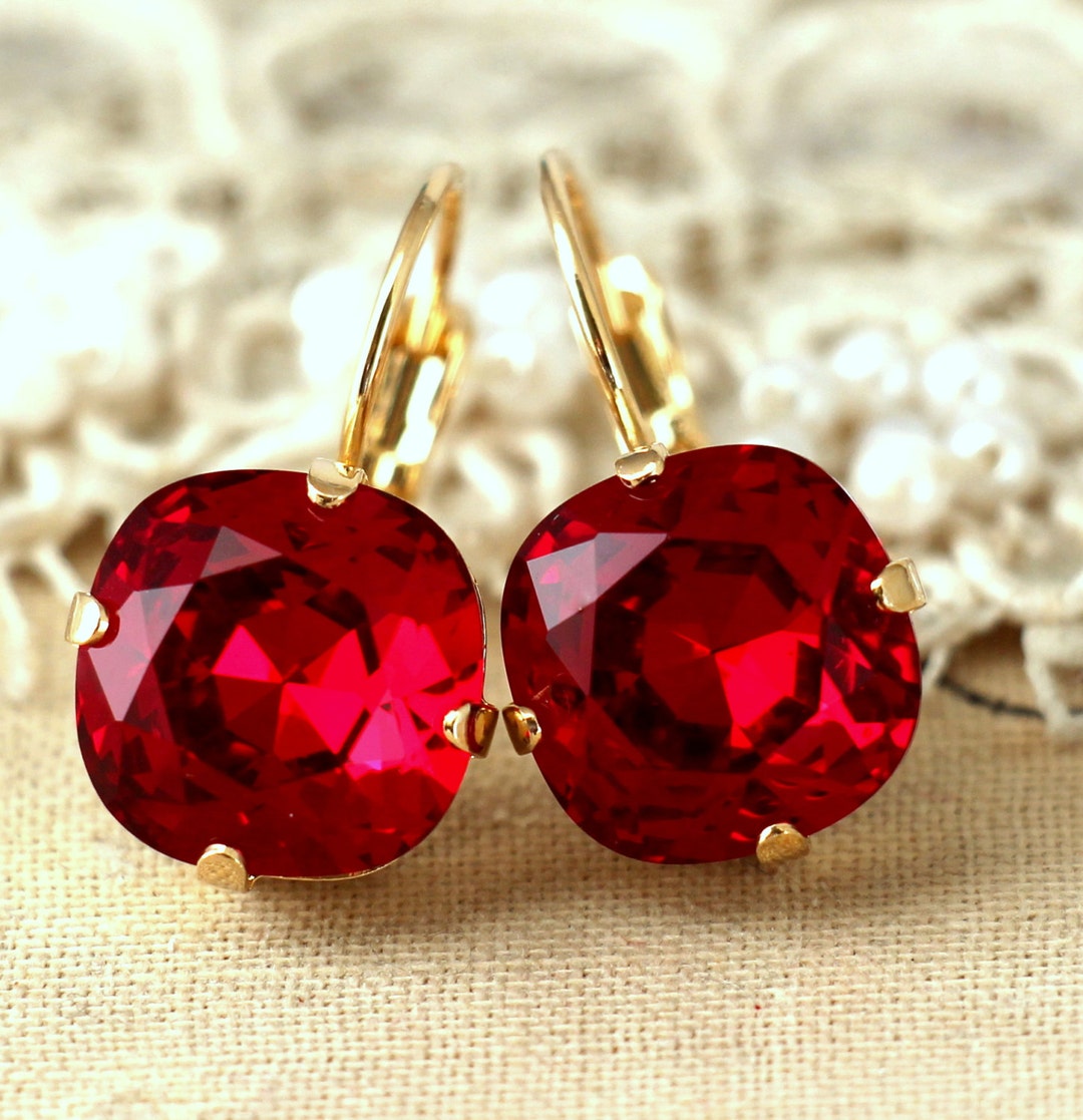 Ruby Red Earrings,dark Red Drop Earrings,crimson Drop Earrings Ruby Red ...