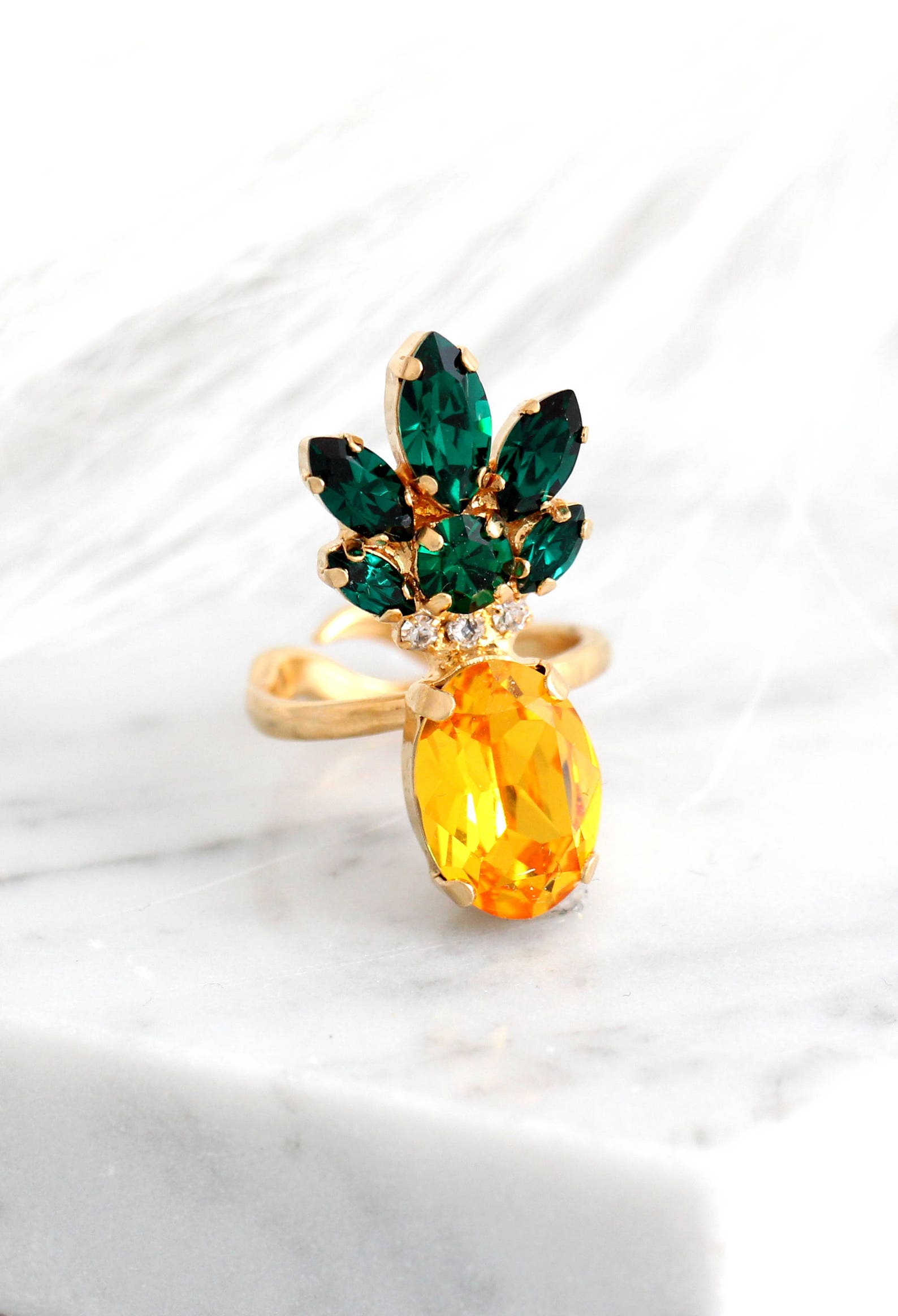 Pineapple Ring Pineapple Jewelry Crystal Cocktail Ring | Etsy