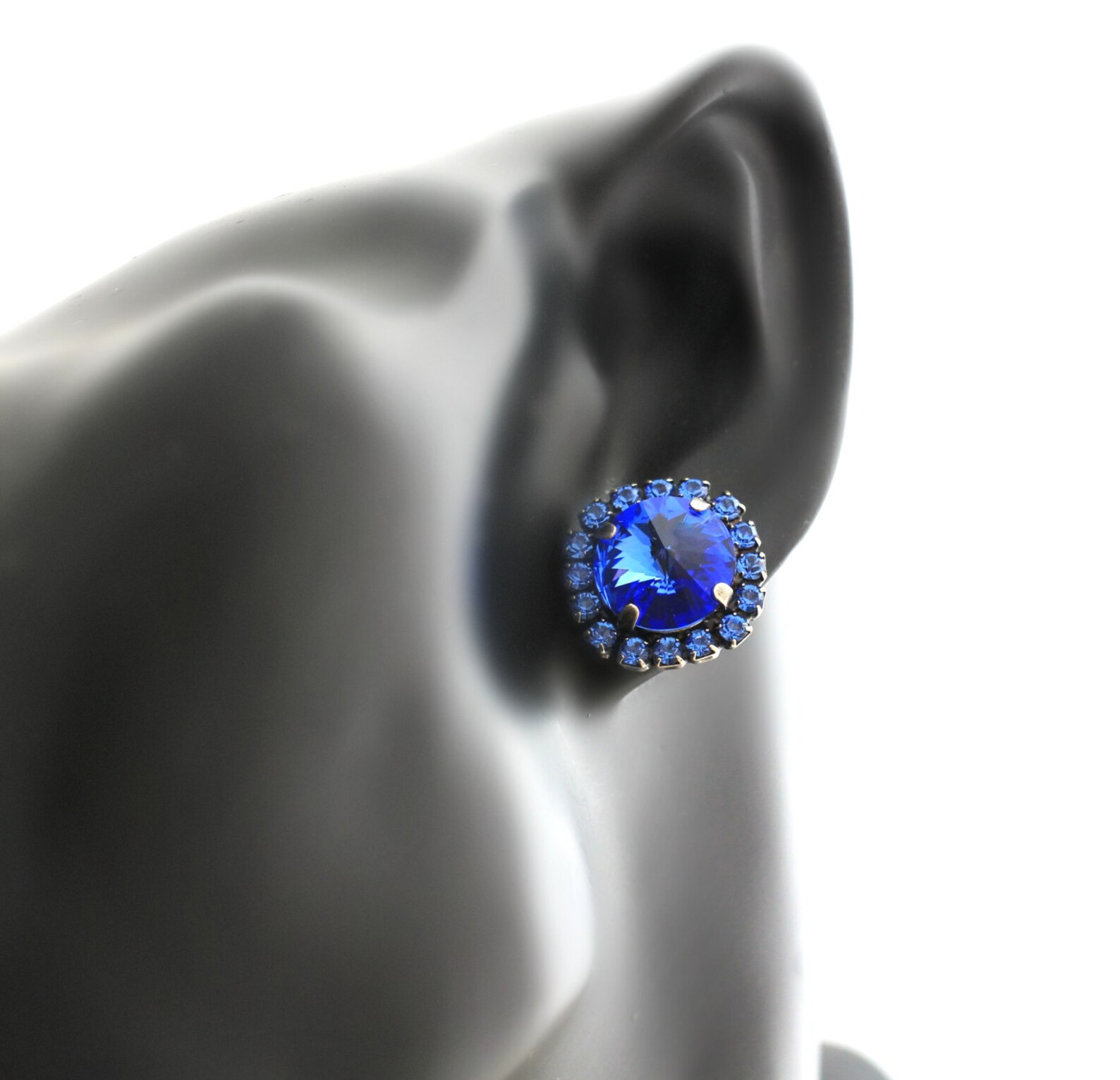 Blue Stud Earrings Sapphire Stud Earrings Swarovski Blue - Etsy