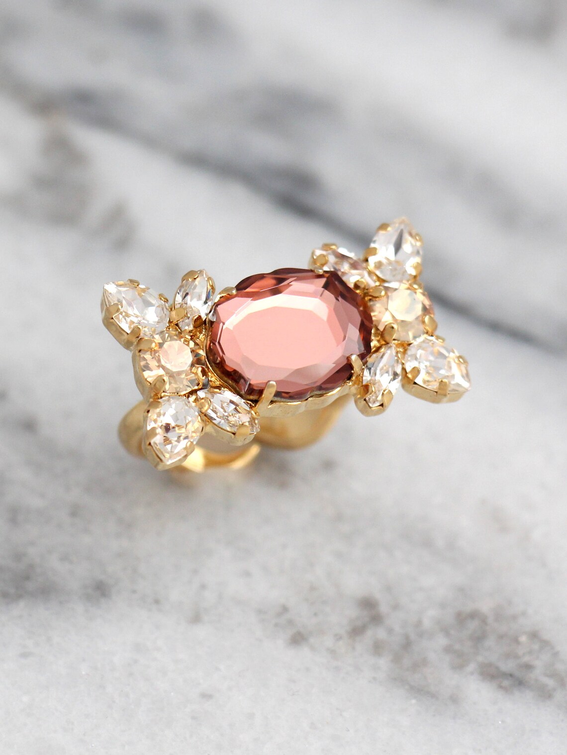 Cocktail Ring Blush Bridal Ring Morganite Ring Bridal Ring - Etsy