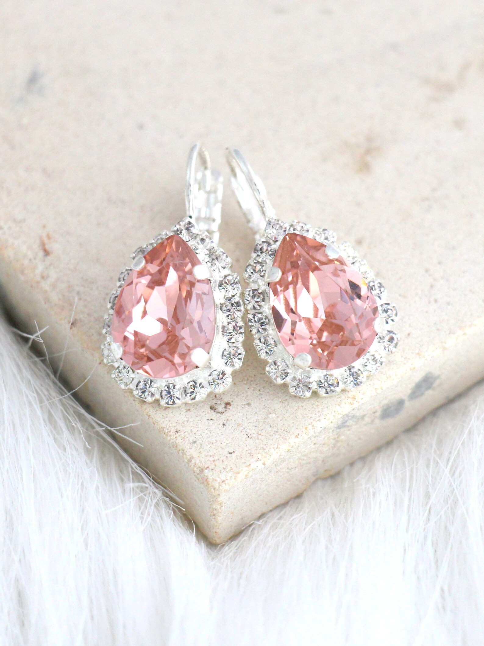 Blush Earrings Blush Drop Earrings Bridal Morganite - Etsy