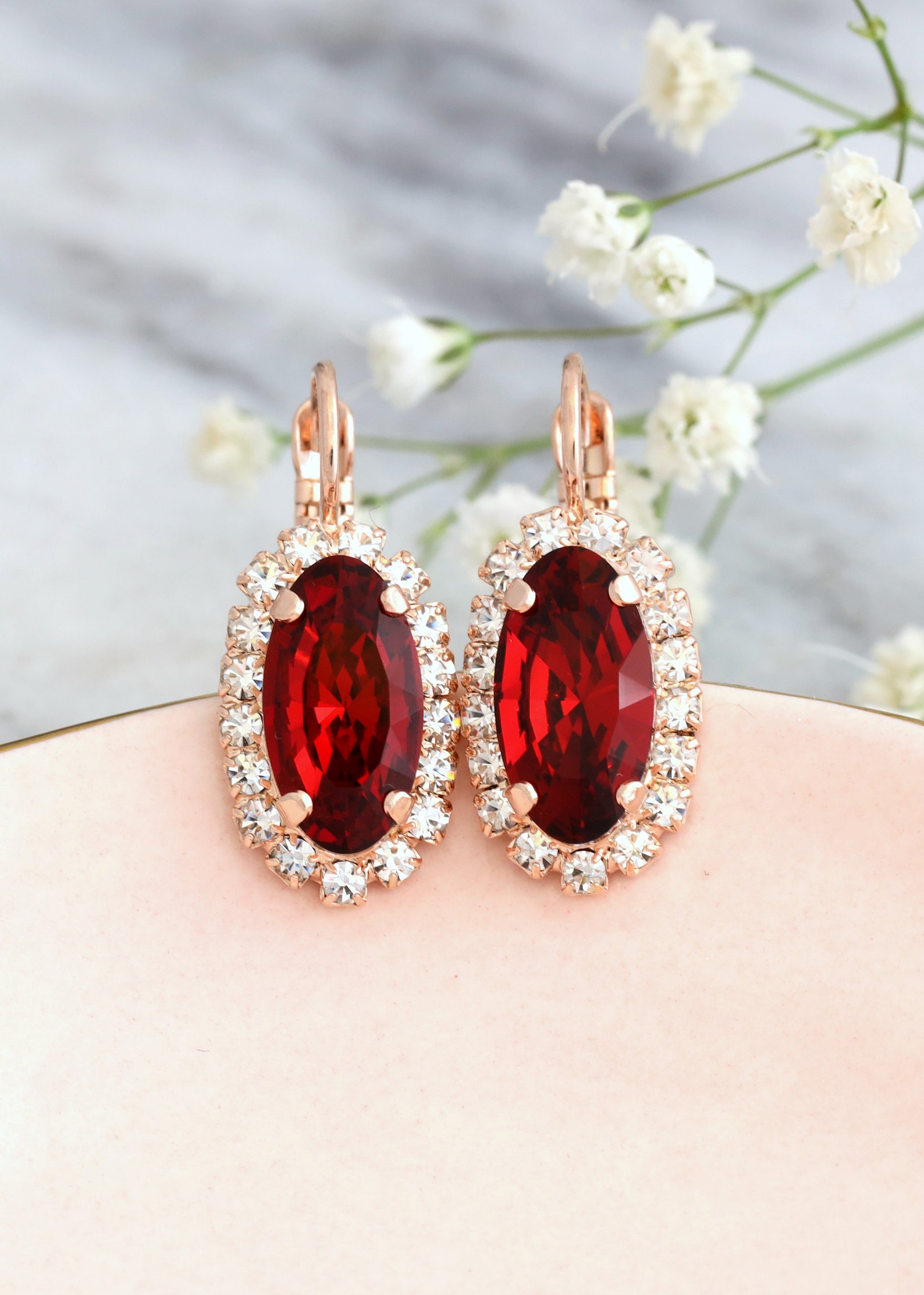 Ruby Drop Earrings Garnet Red Droplets Earrings Bridal Red - Etsy