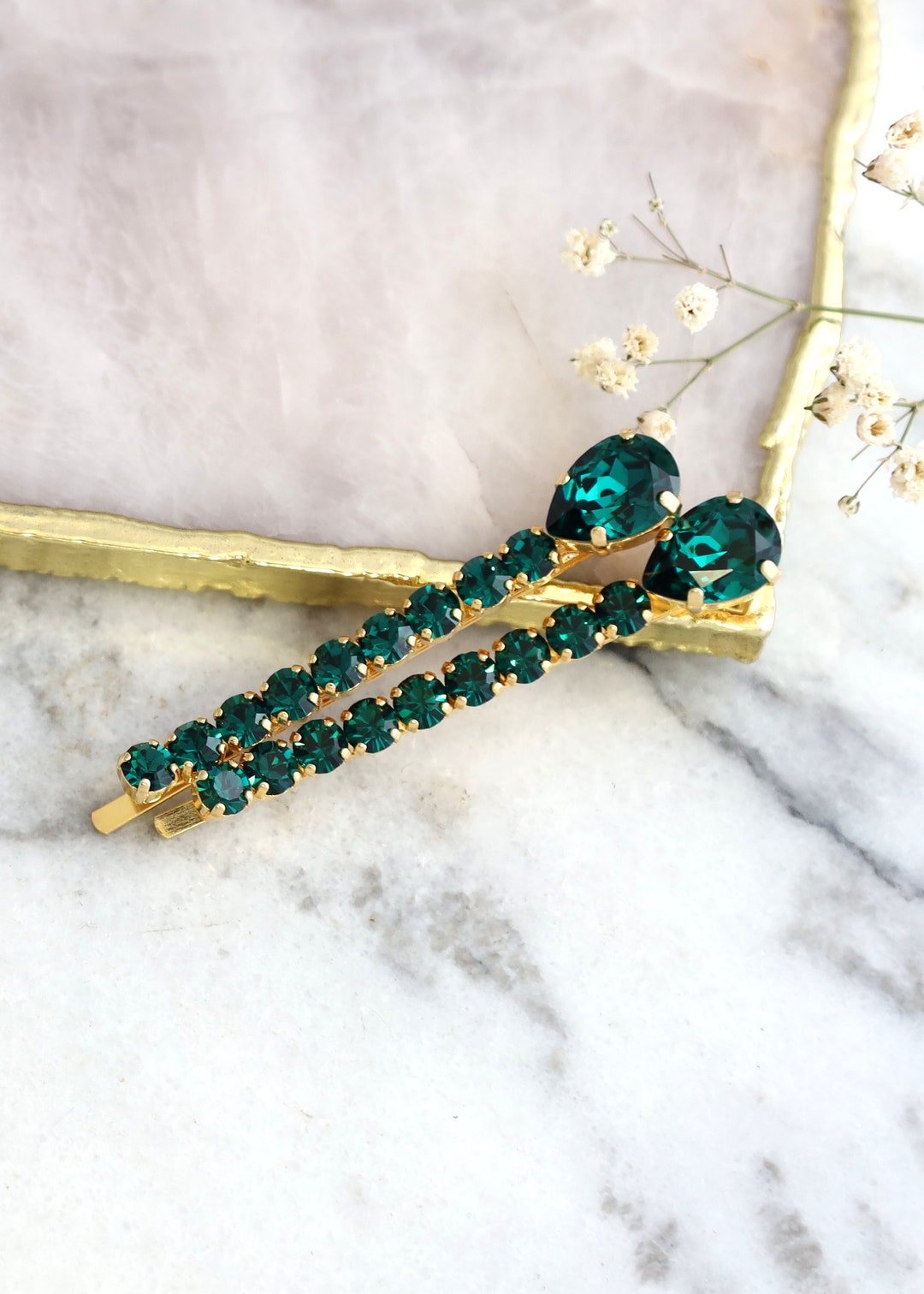 Emerald Bridal Hair Pin, Bridal Emerald Bobby Pin, Bridal Bobby Pins ...