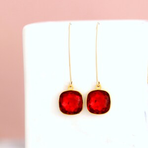 Red Drop Earrings, Ruby Red Dangle Crystal Earrings, Red Ruby Crystal ...
