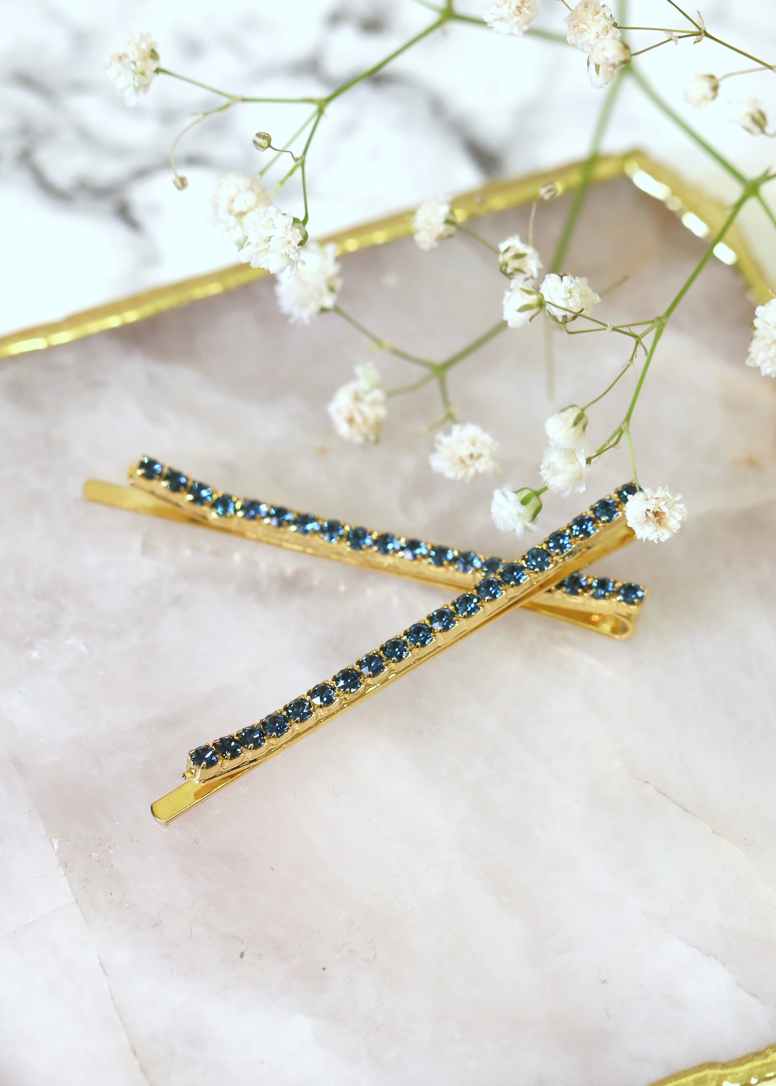 Bridal Hair Pin, Bridal Something Blue, Crystal Blue Bobby Pin, Navy ...