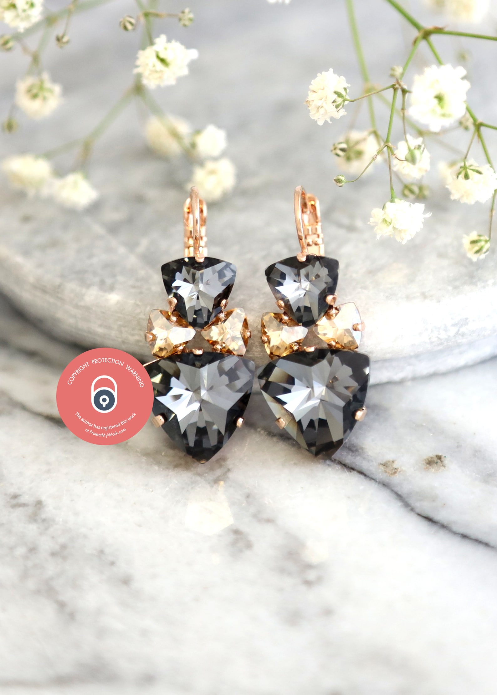 Black Gold Earrings Black Gold Drop Earrings Black Champagne - Etsy