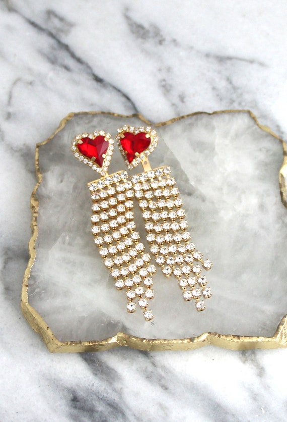 Ruby Earrings Fringe Earrings Ruby Tassel Earrings Bridal | Etsy