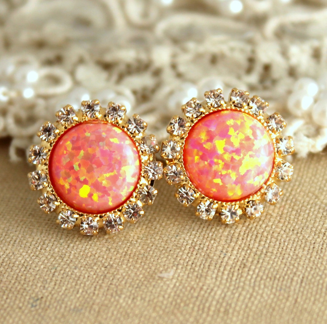 Opal Stud Earrings, Opal Studs, Fire Opal Earrings, Gift for Her ...