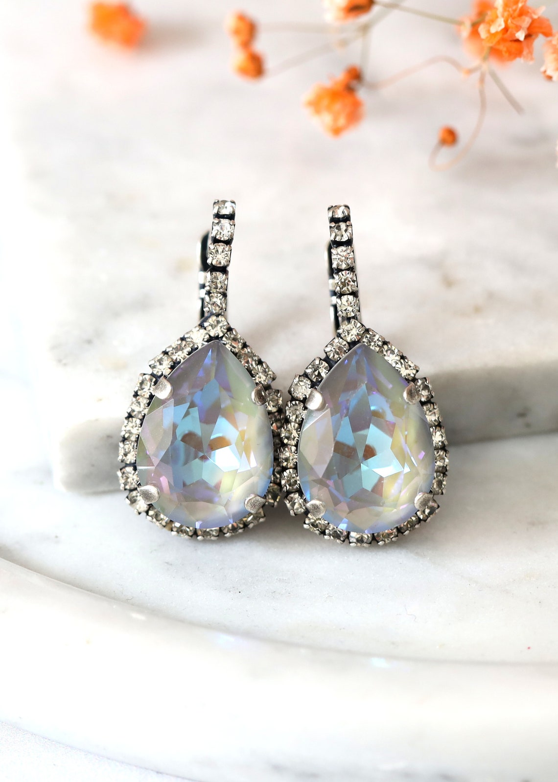Gray Serene Earrings, Gary Drop Earrings, Bridal Gary Earrings, Bridal ...