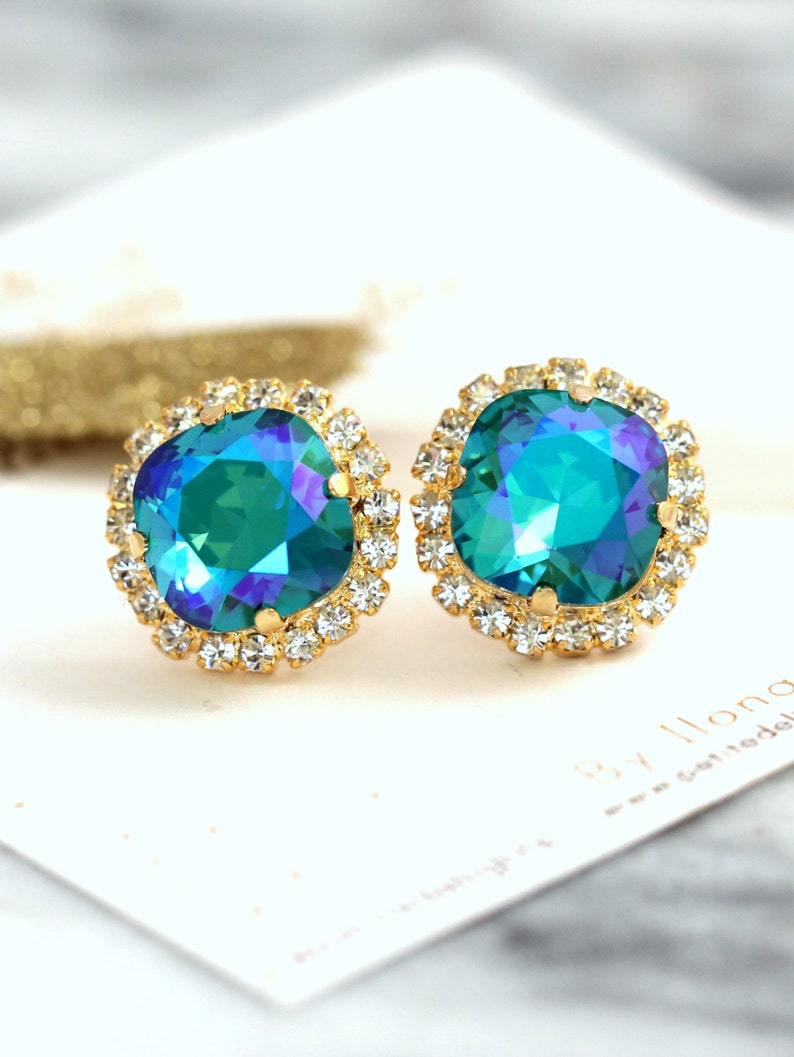 Blue Stud Earrings Blue Bridal Earrings Blue Sky Studs - Etsy