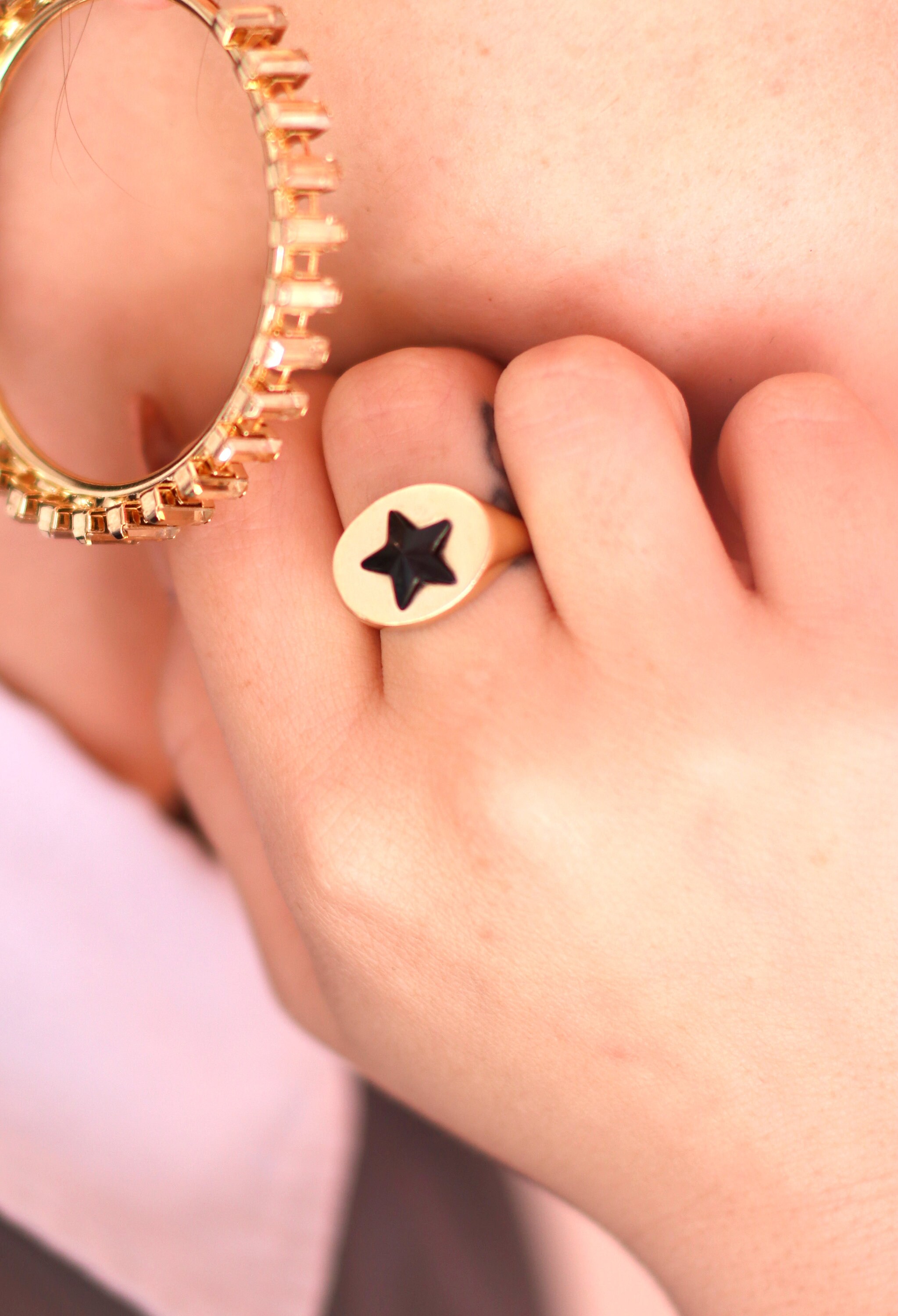 Signet Ring Star Ring Signet Gold Ring Signet Star Gold - Etsy Israel