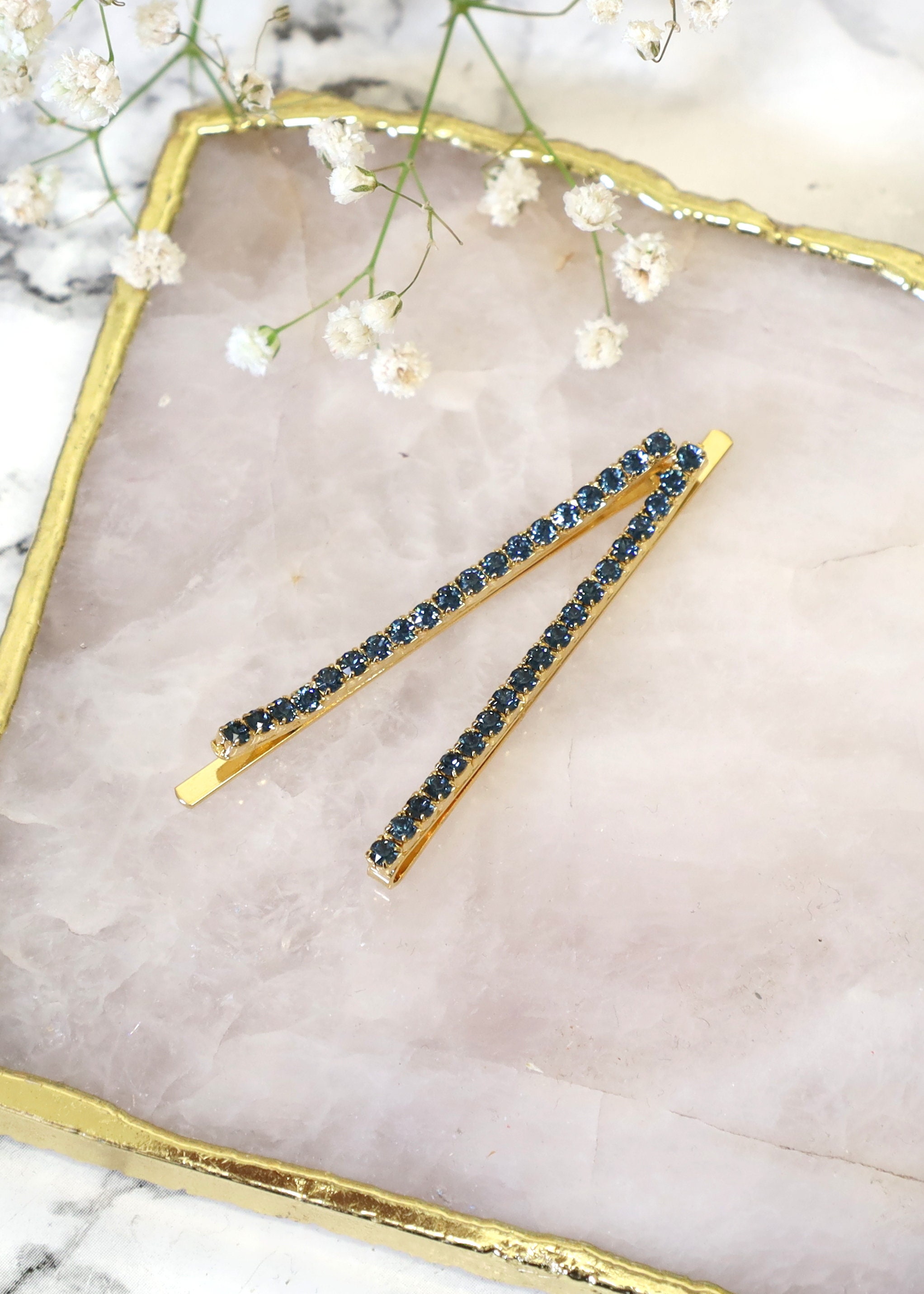 Bridal Hair Pin, Bridal Something Blue, Crystal Blue Bobby Pin, Navy ...