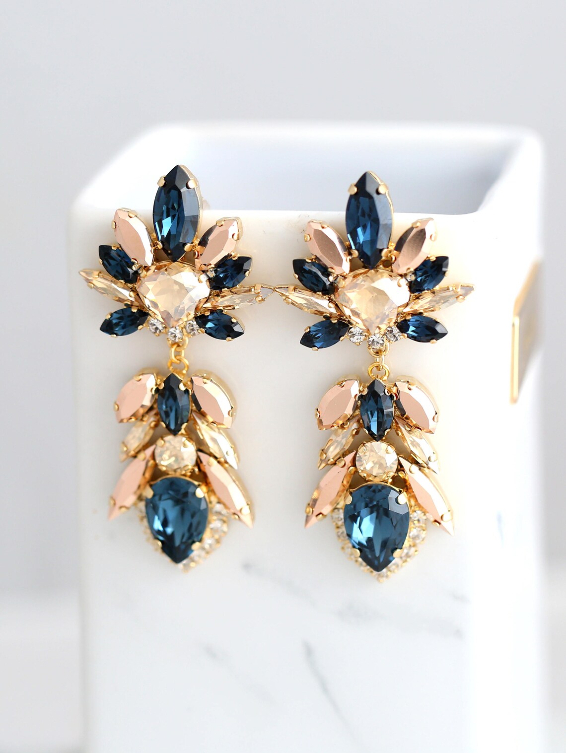 Blue Navy Earrings Bridal Blue Navy Earrings Dark Blue - Etsy Israel