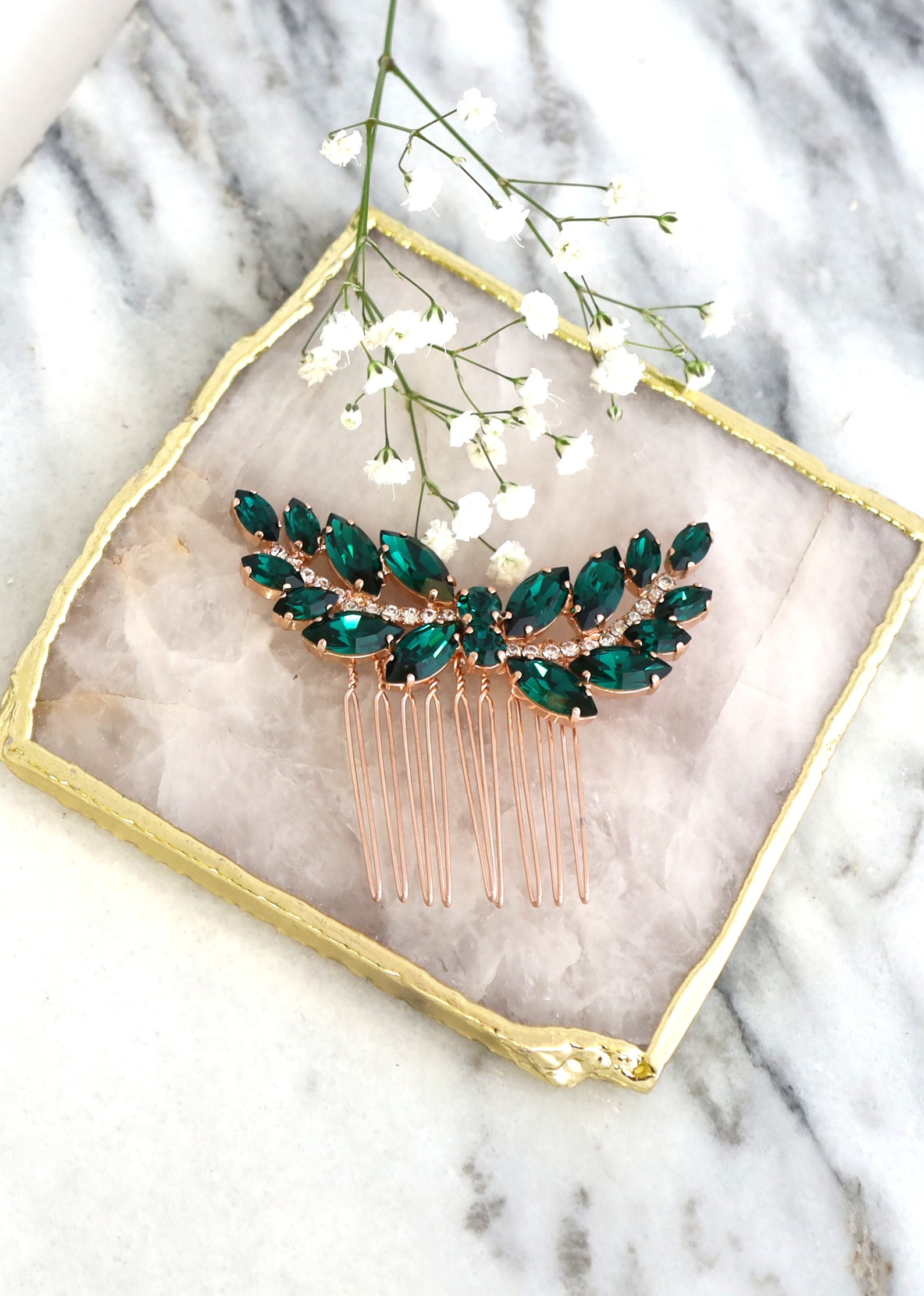 Bridal Hair Comb Emerald Green Bridal Hair Comb Dark Green - Etsy