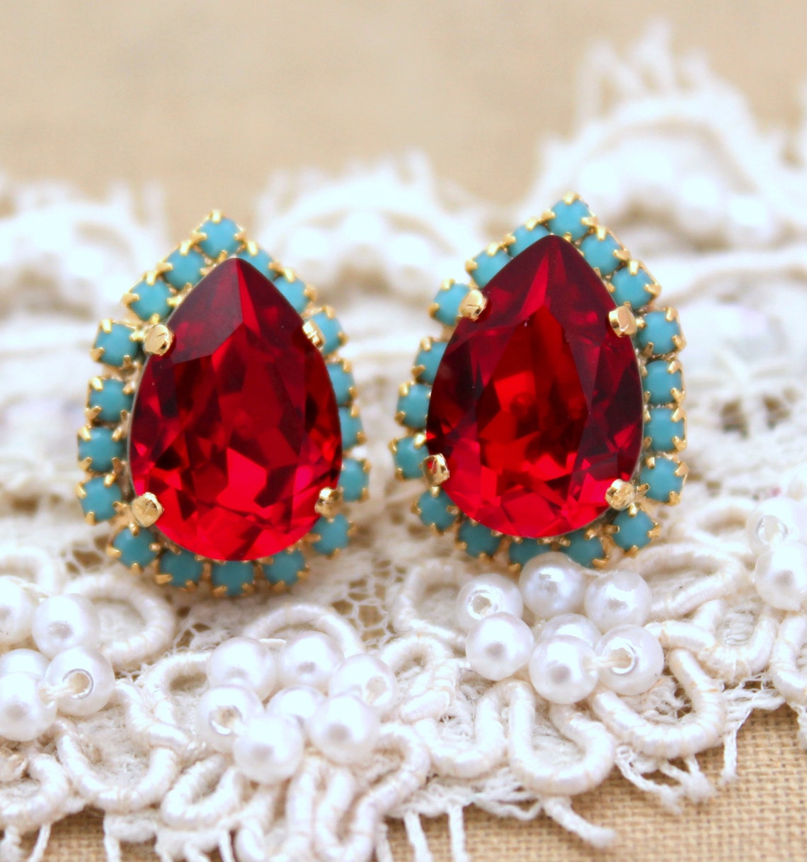 Red Earrings Ruby Earrings Christmas Gift Gift for Her Red - Etsy