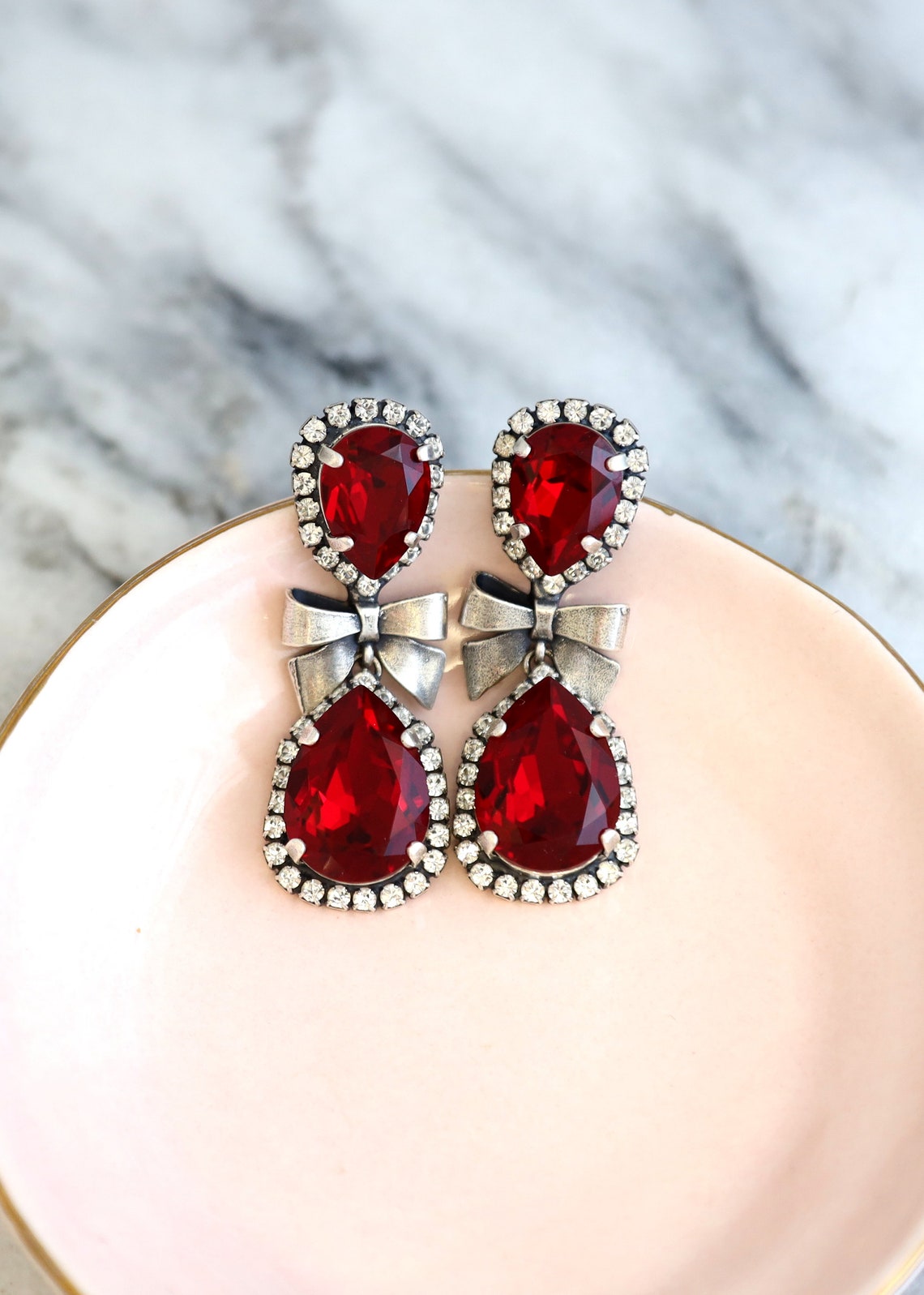 Ruby Red Earrings Red Chandelier Earrings Burgundy Drop - Etsy