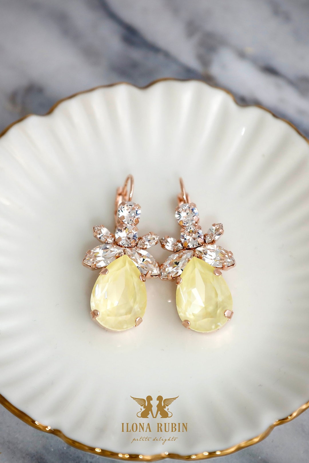 Yellow Drop Earrings, Soft Yellow Drop Earrings, Pastel Yellow Drop ...