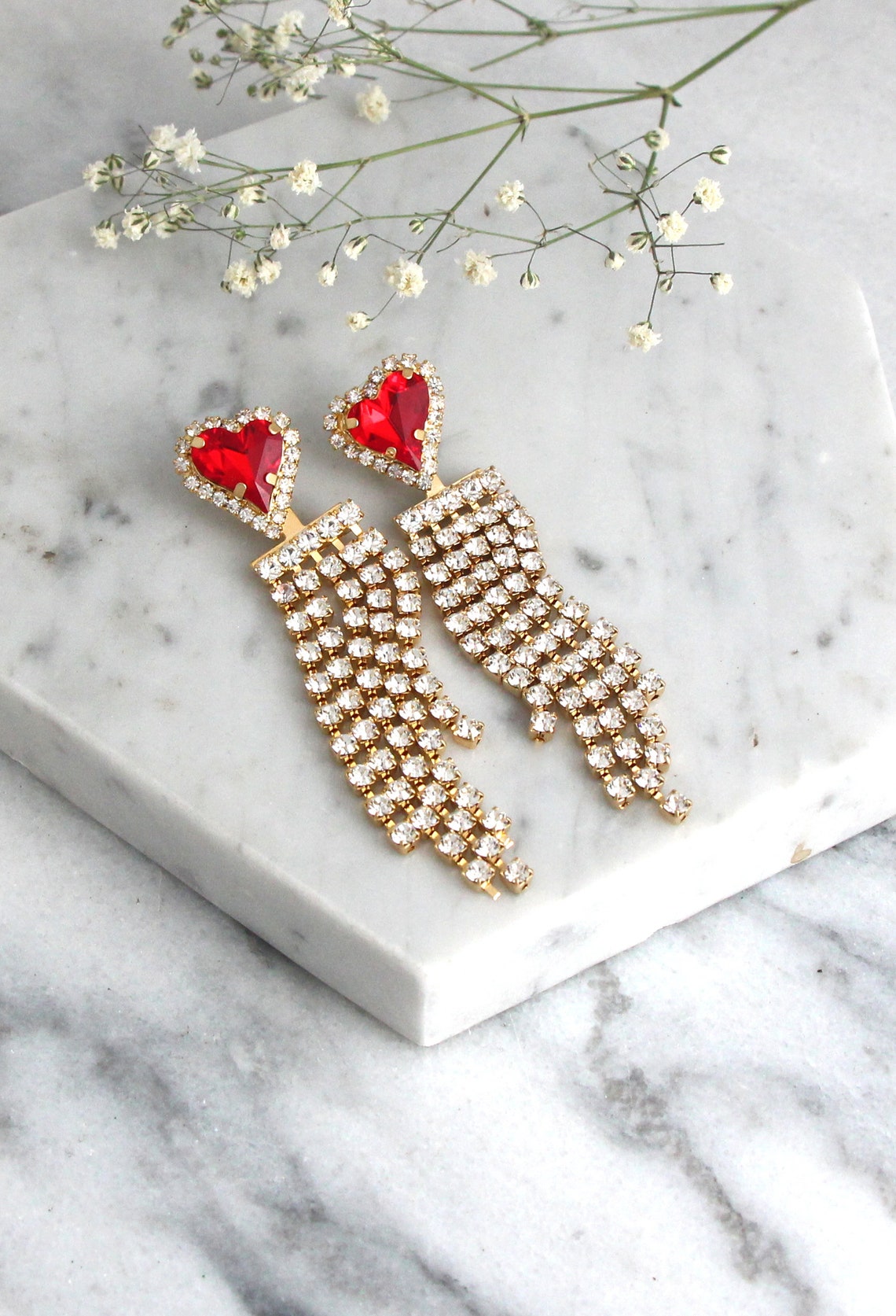 Ruby Earrings, Fringe Earrings, Ruby Tassel Earrings, Bridal Tassel ...