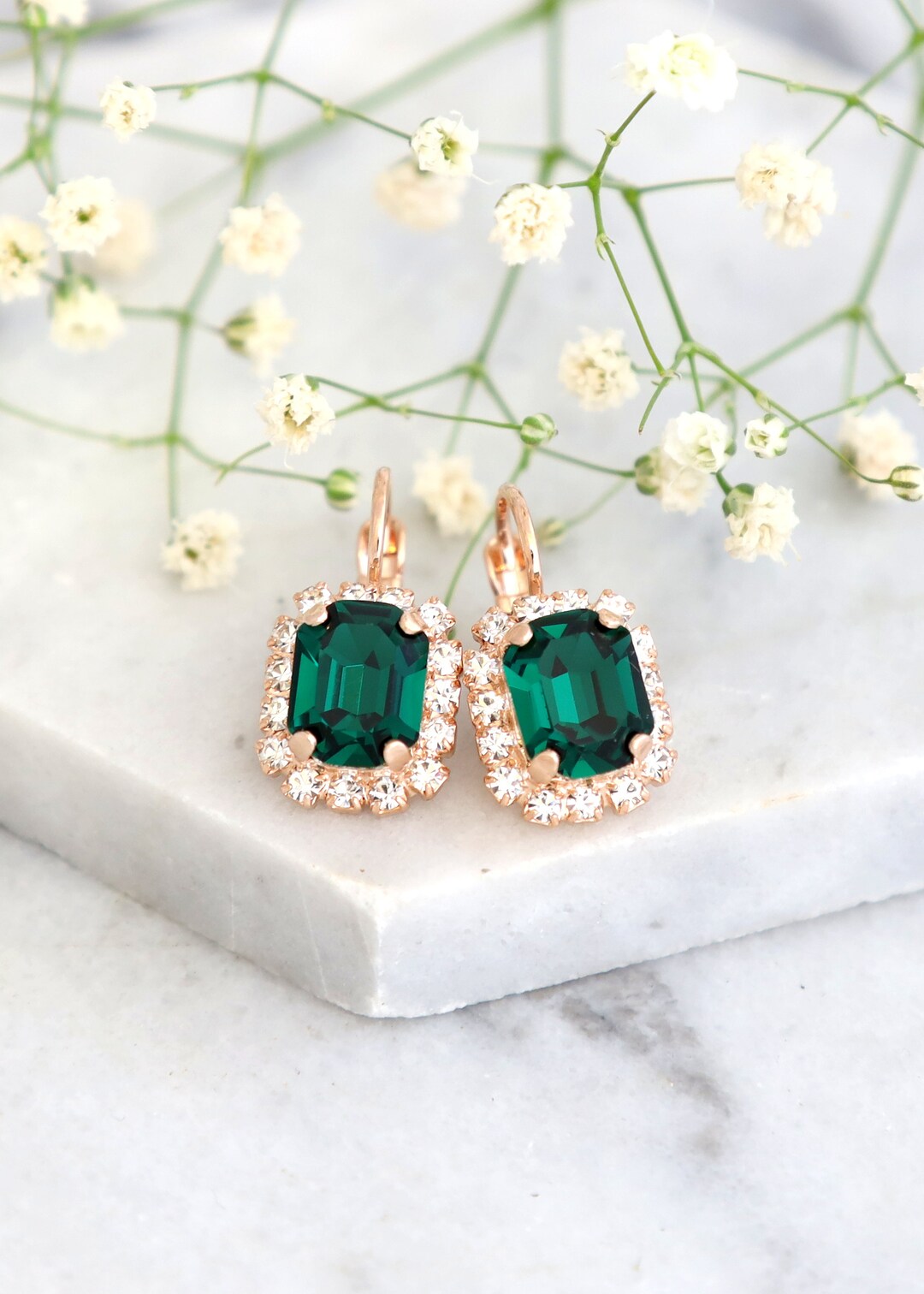 Emerald Earrings, Emerald Drop Earrings, Emerald Cut Earrings ...
