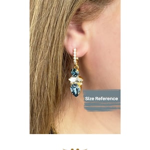 Blue Navy Crysatl Drop Earrings, Navy Blue Crystal Drop Earrings, Blue ...