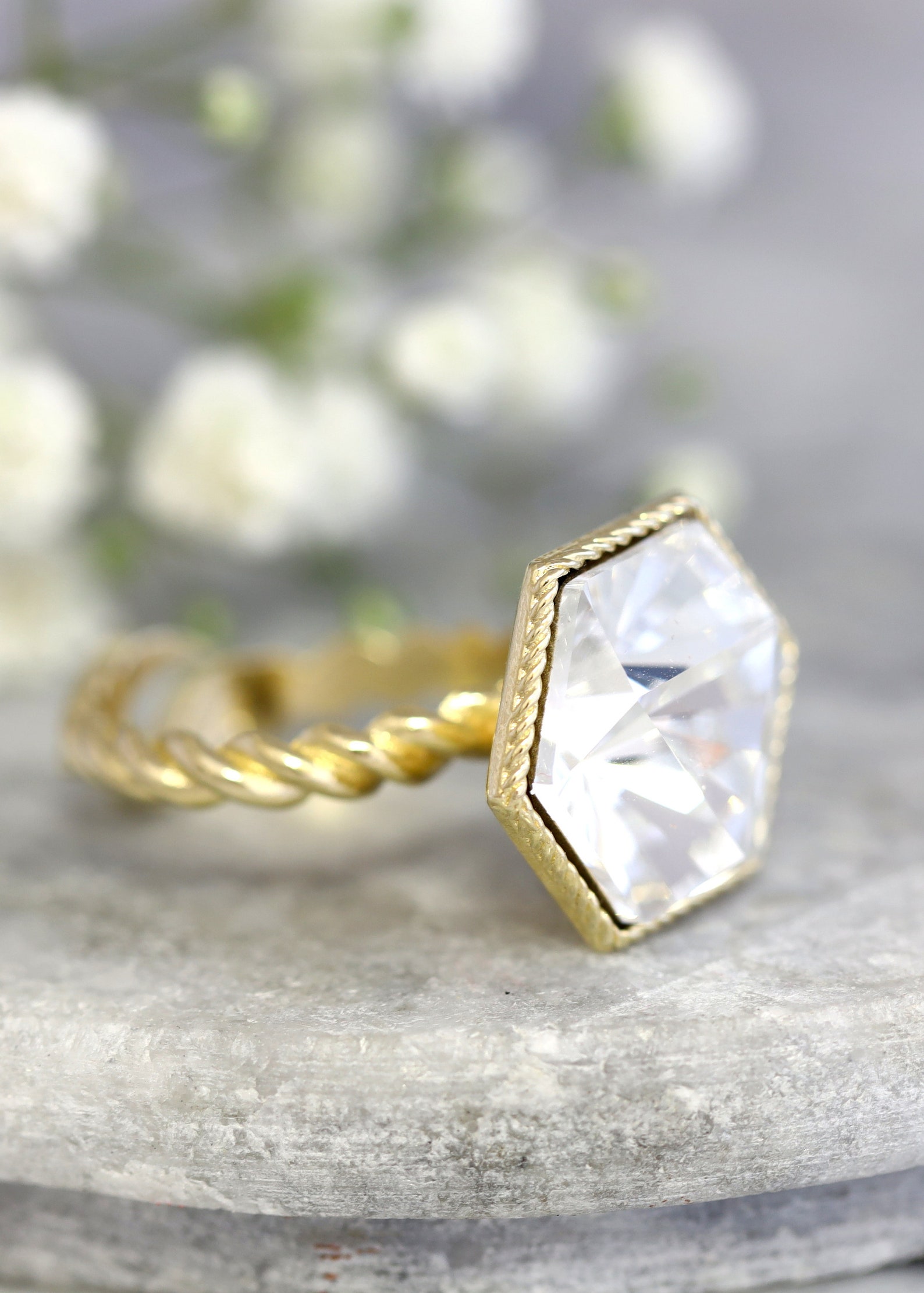 Cocktail Ring Crystal Adjsble Cocktail Ring Statement Ring - Etsy