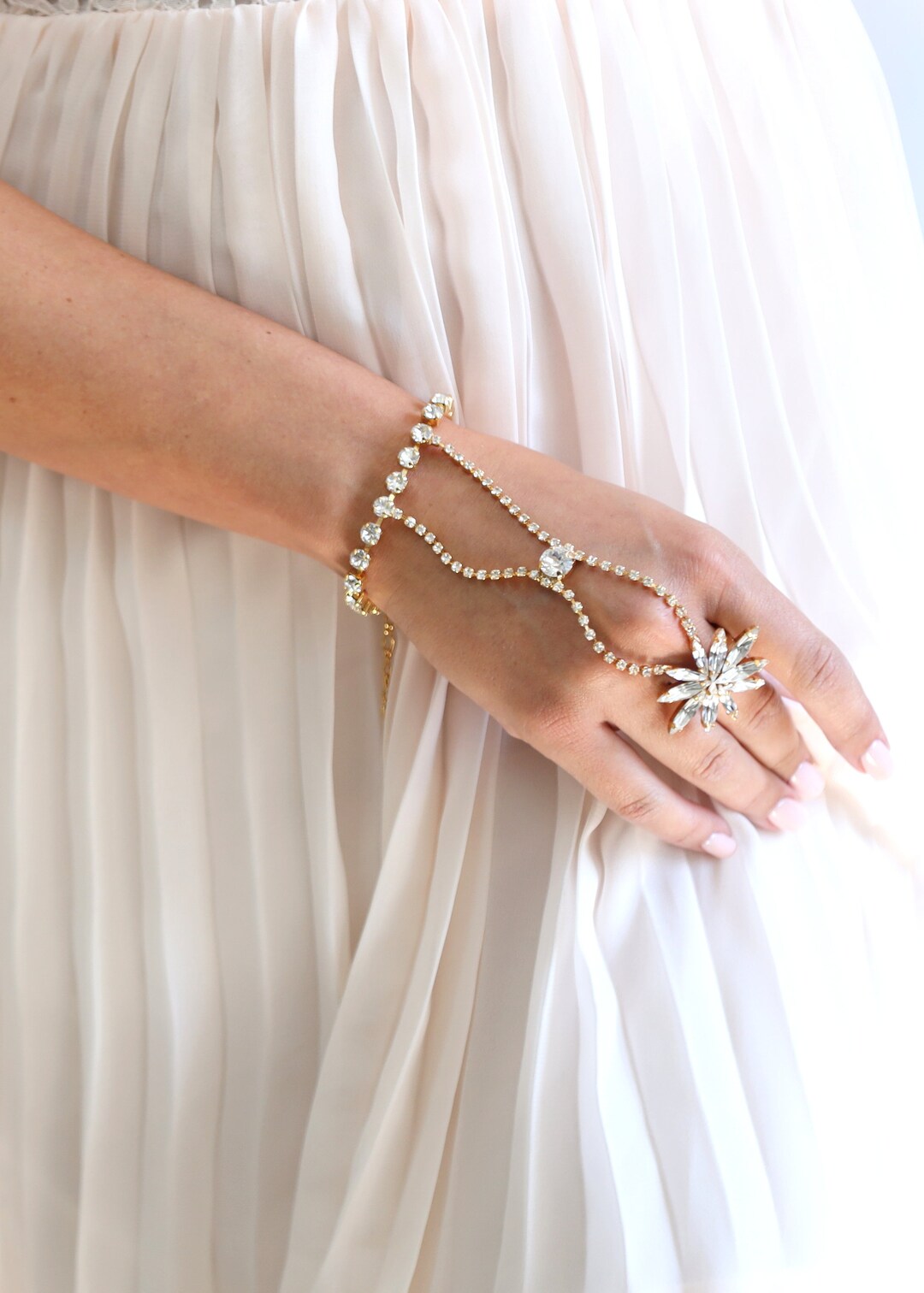 Hand Bracelet, Hand Jewelry, Bridal Hand Jewelry, Crystal Statement ...