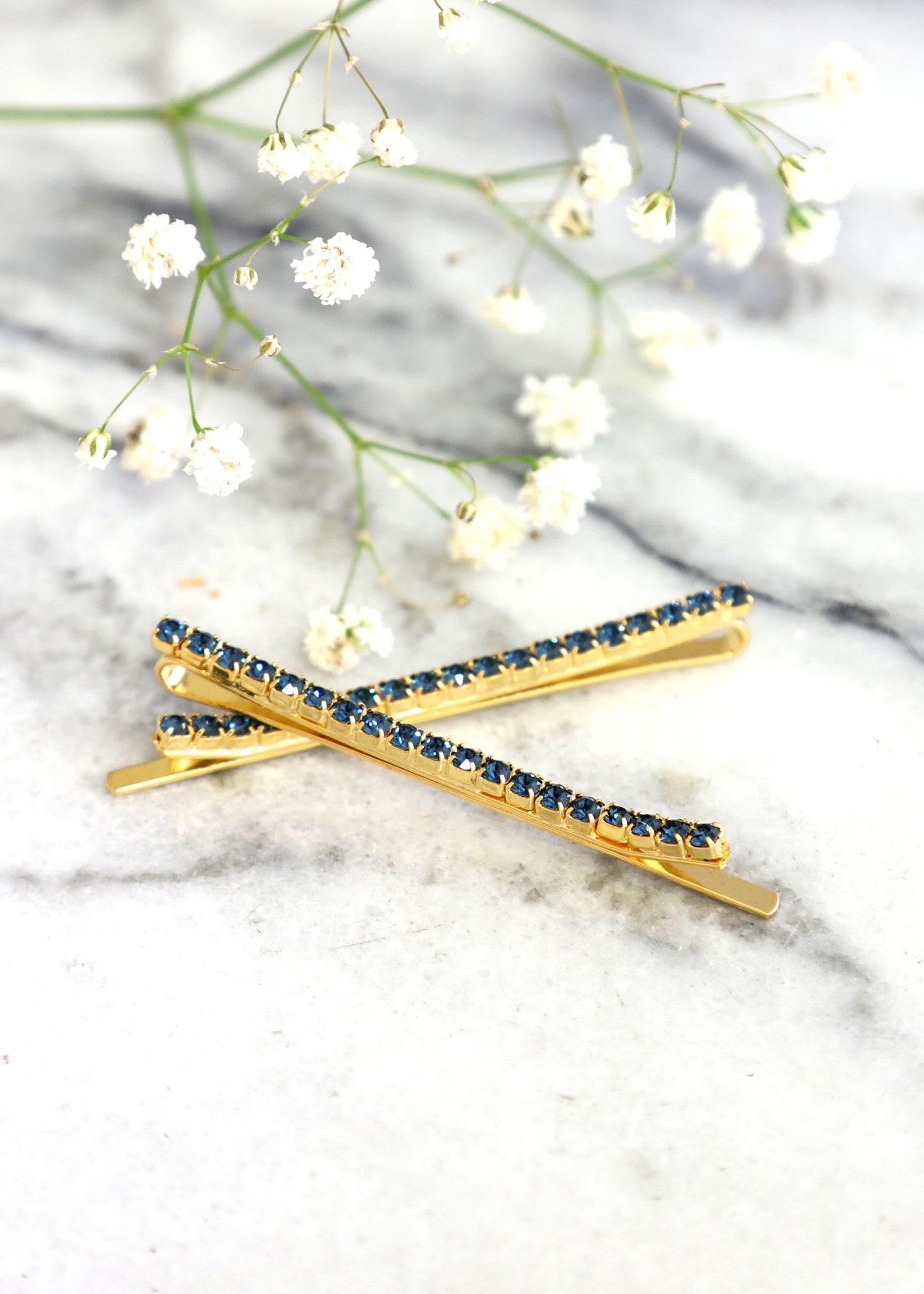 Bridal Hair Pin, Bridal Something Blue, Crystal Blue Bobby Pin, Navy ...