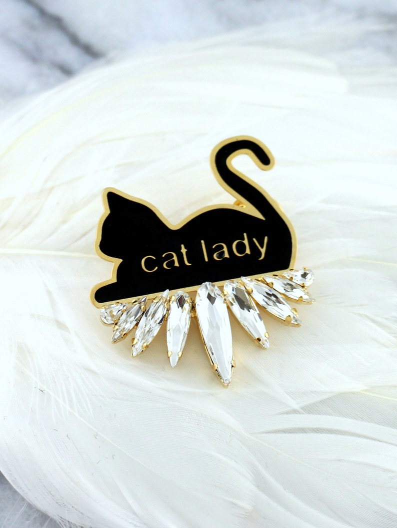 Black Cat Pin Cat Lady Gift Lapel Pin Enamel Cat Pin Woman - Etsy