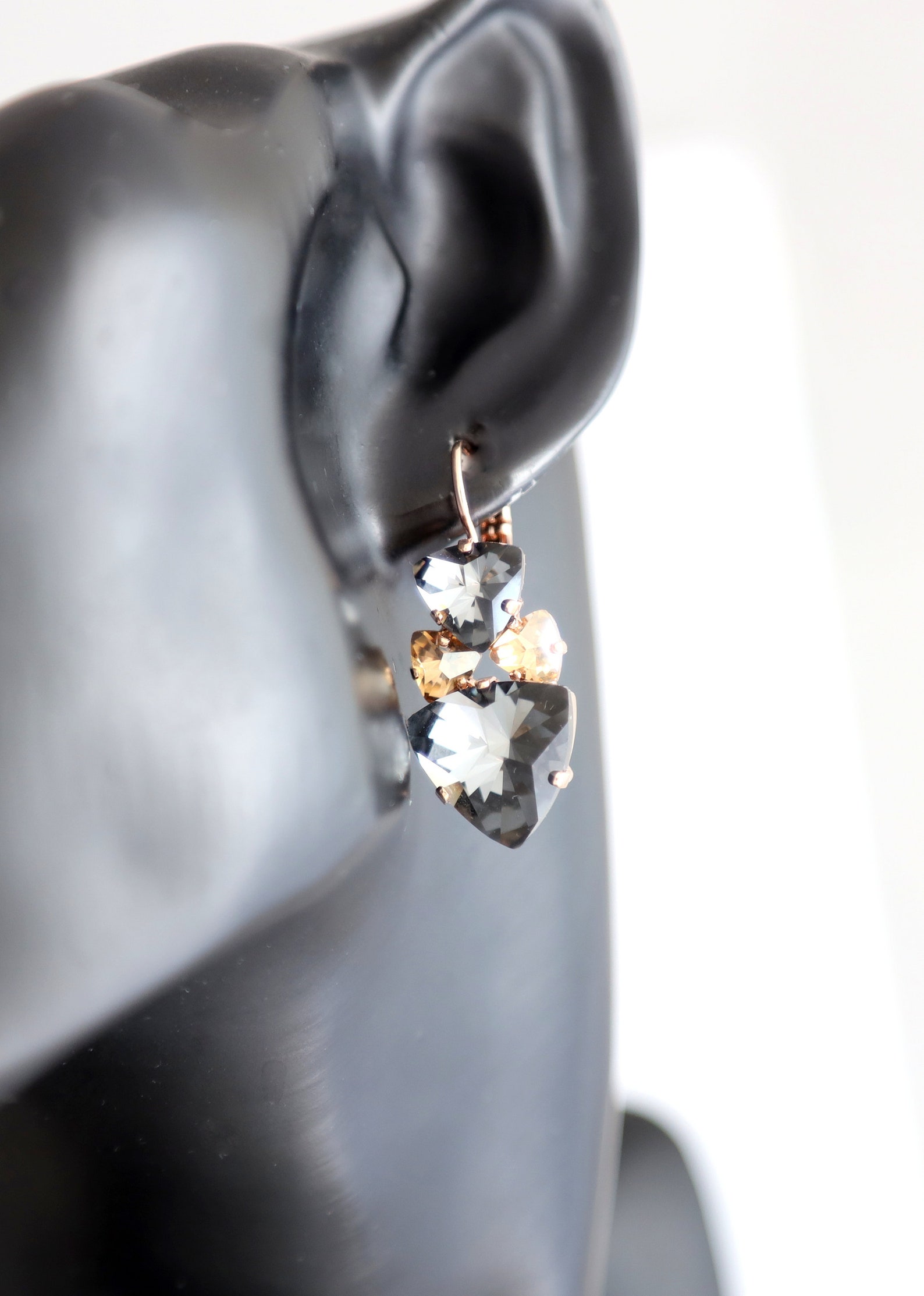 Black Gold Earrings Black Gold Drop Earrings Black Champagne - Etsy