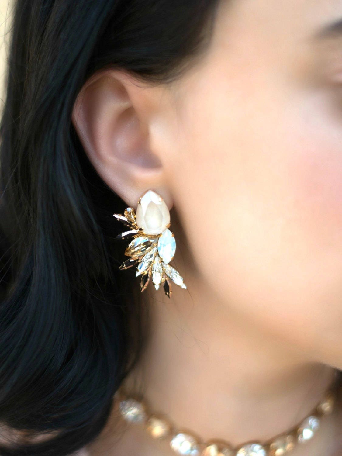 Blue Statement Earrings Bridal Aquamarine Earrings - Etsy Israel