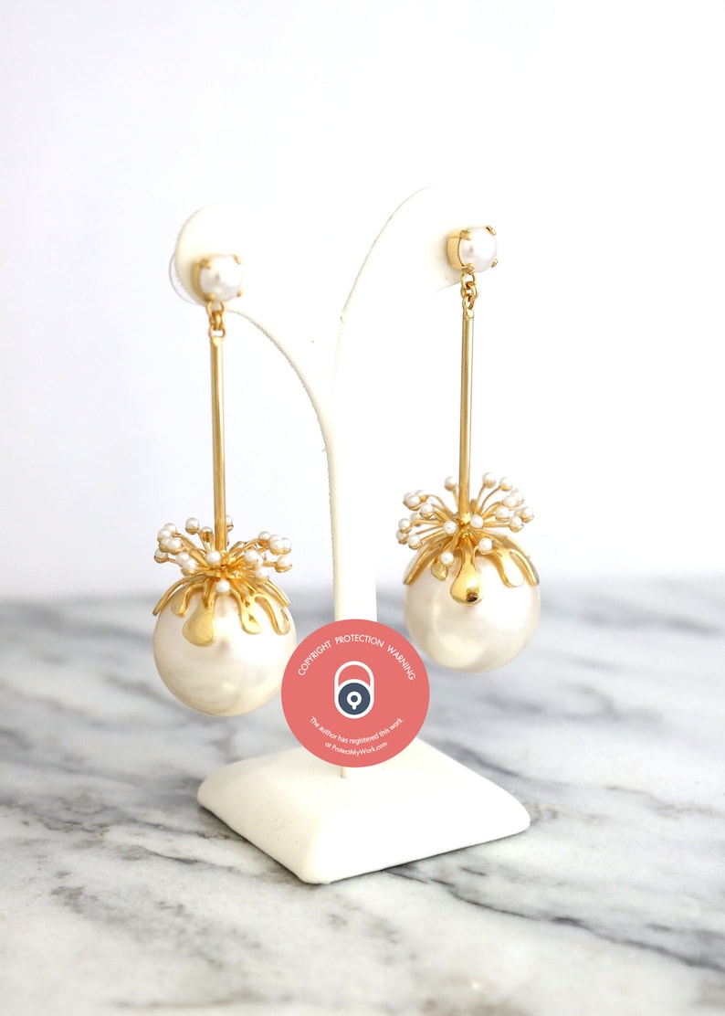 Pearl Earrings Statement Bridal Earrings Pearl Chandelier | Etsy