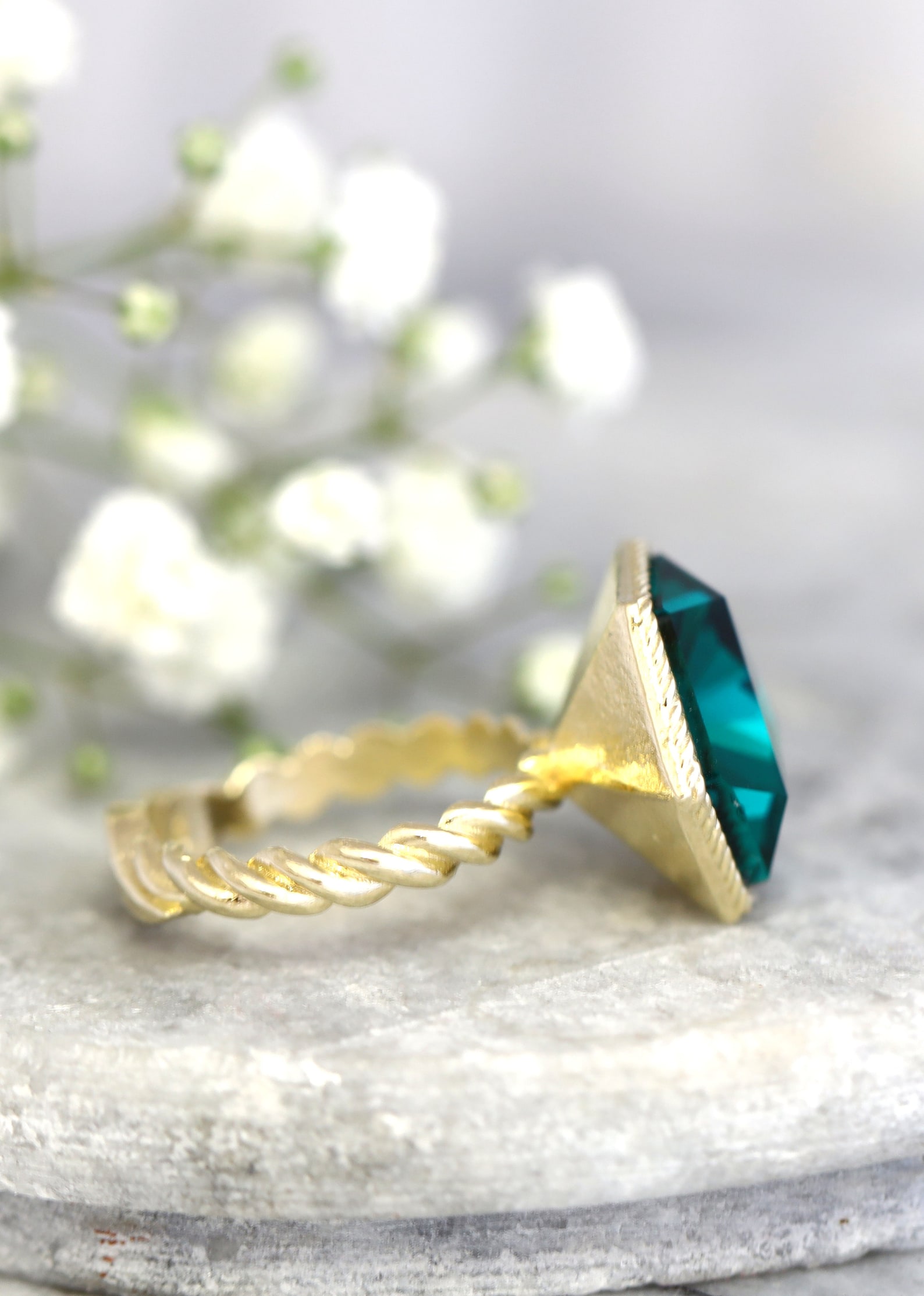 Emerald Ring Emerald Green Cocktail Ring Crystal Statement - Etsy