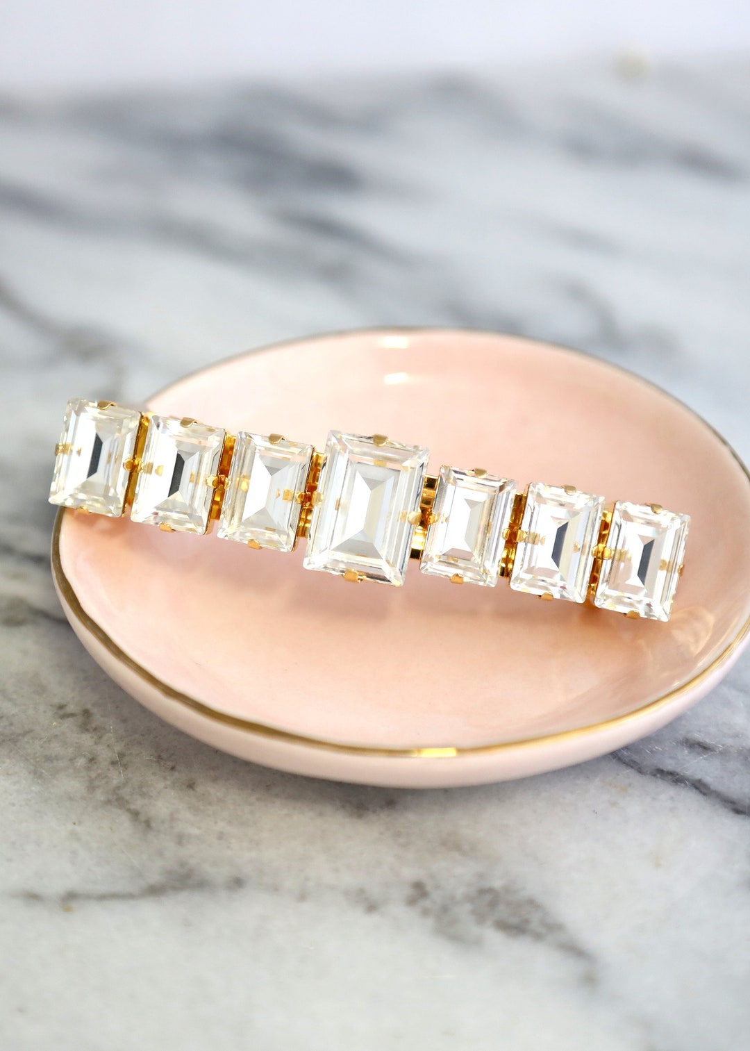 Bridal Barrette, Crystal Bridal Hair Accessories, Emerald Cut Barrette ...