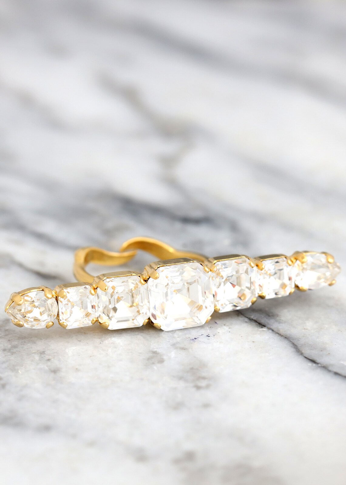 Statement Crystal Ring Crystal Cocktail Ring Clear Crystal - Etsy