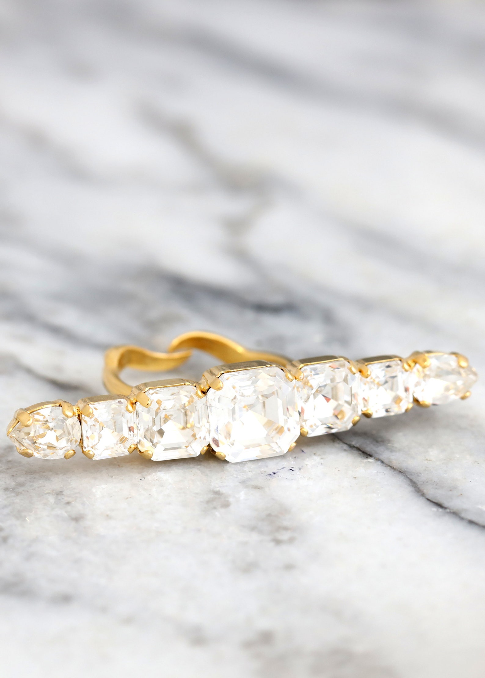 Statement Crystal Ring Crystal Cocktail Ring Clear Crystal - Etsy