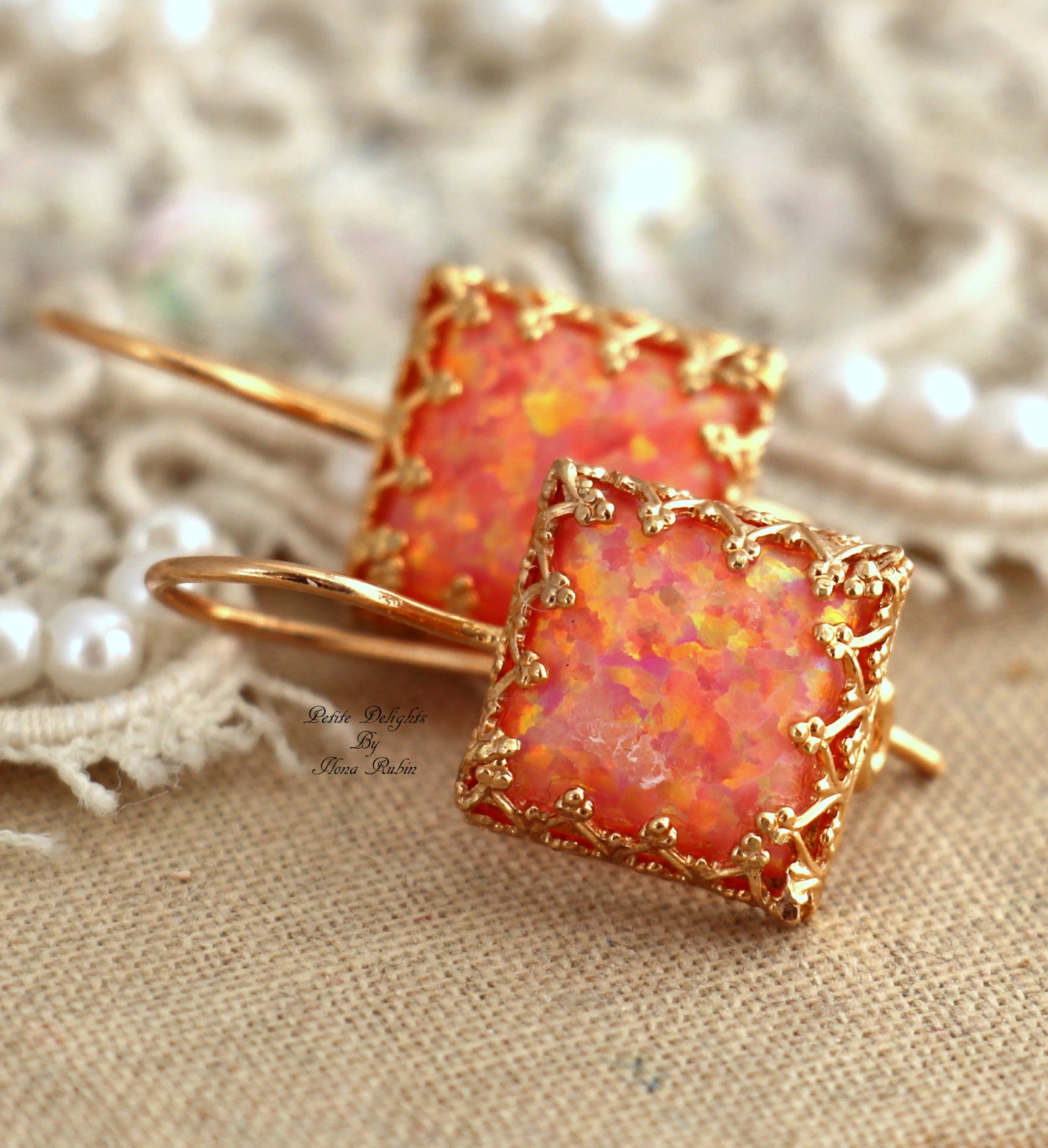 Opal Earrings, Opal Drop Earrings, Fire Opal Earrings, Gift for Her ...