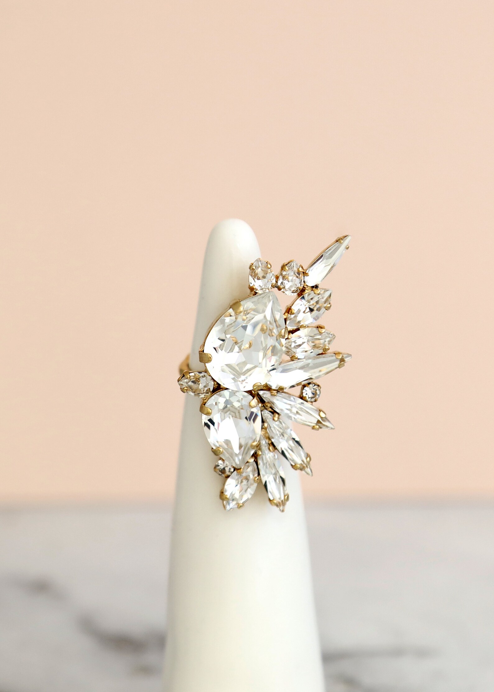 Statement Crystal Ring Crystal Cocktail Ring Clear Crystal - Etsy