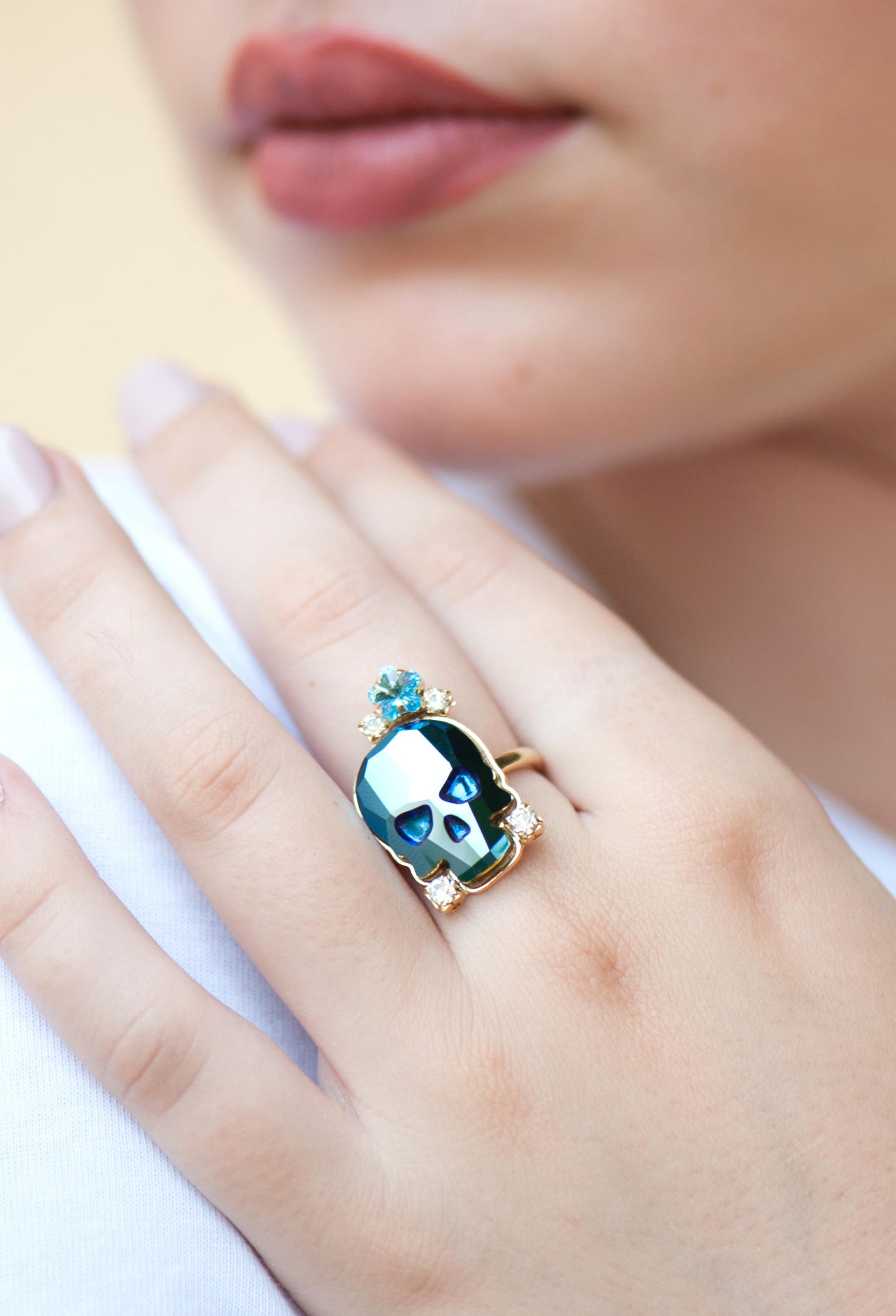Skull Ring Sugar Skull Ring Cocktail Ring Gothic Ring Boho - Etsy