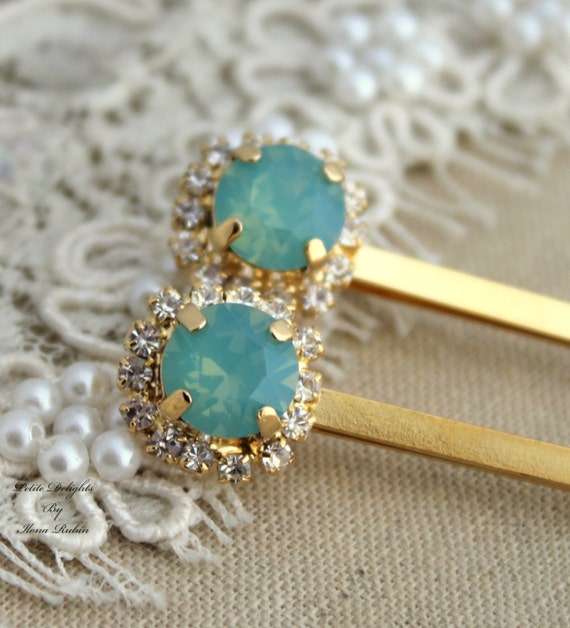 Green Mint Hair Pins Green Opal Hair Pins Sage Green Bridal - Etsy