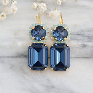 Blue Navy Drop Earrings, Blue Navy Bridal Drop Earrings, Bridal ...