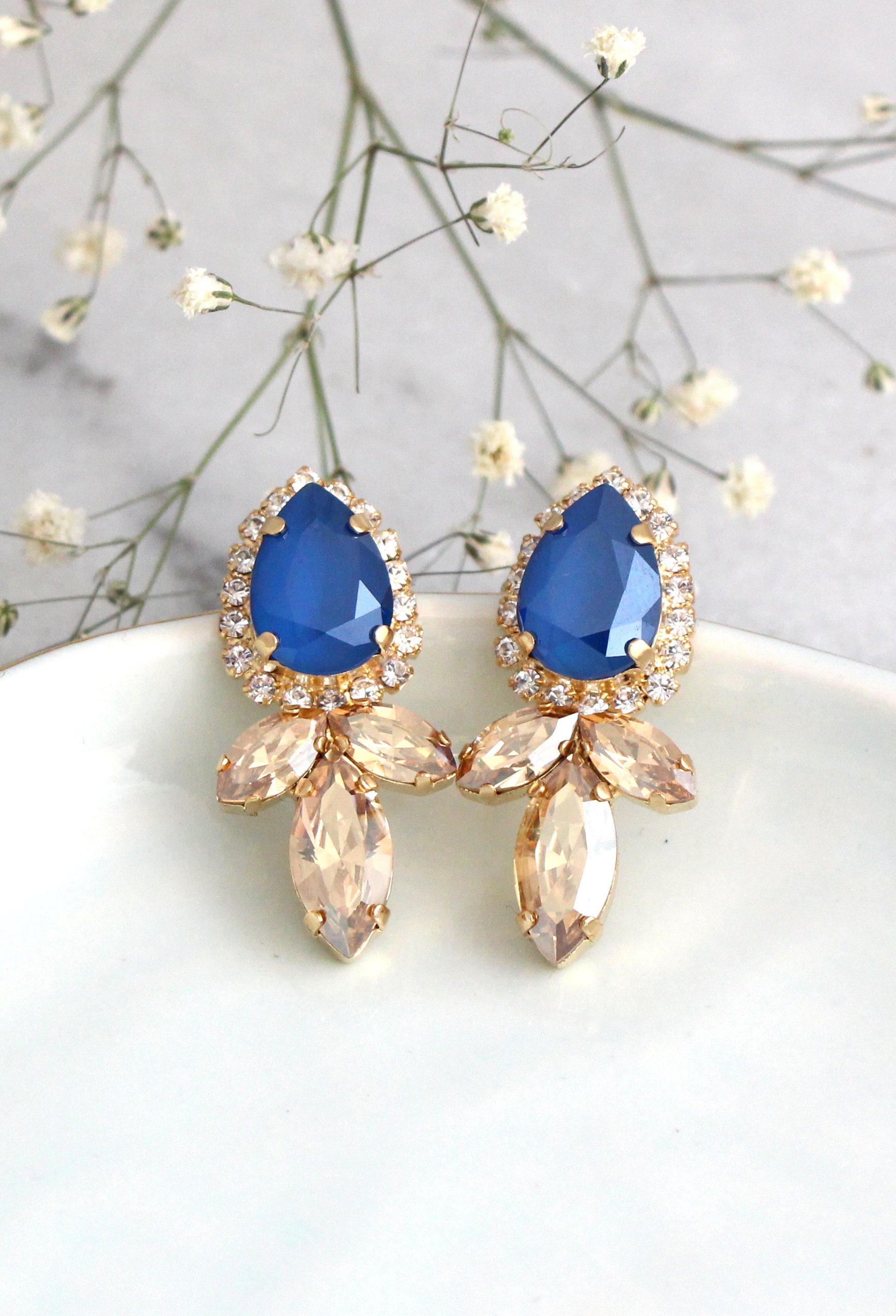 Blue Earrings Blue Royal Earrings Bridal Blue Royal - Etsy Israel