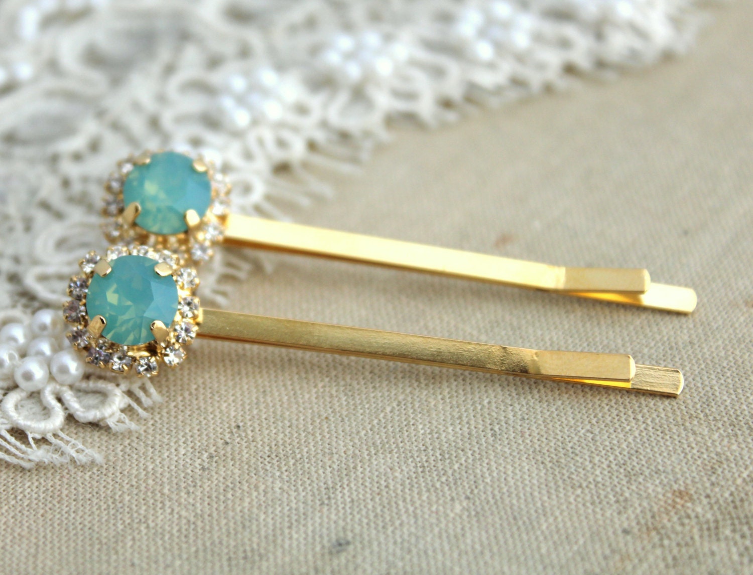Green Mint Hair Pins Green Opal Hair Pins Sage Green Bridal - Etsy
