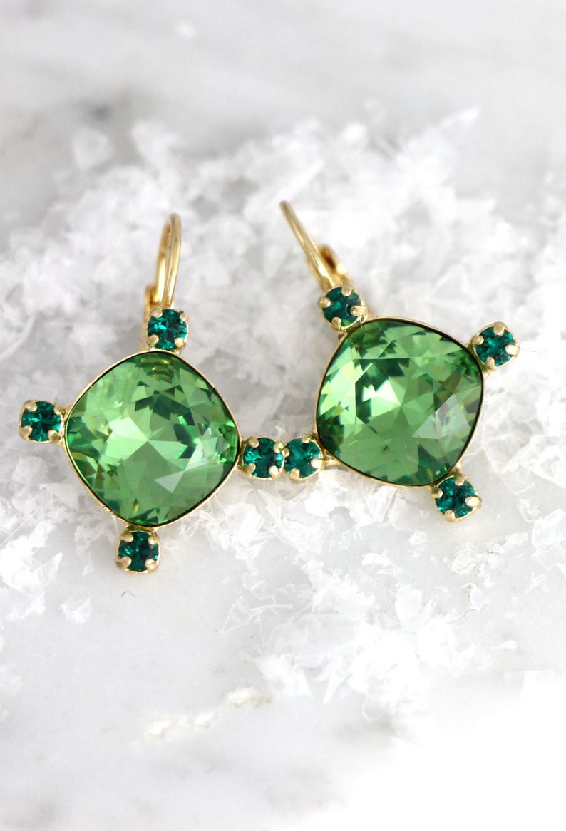 Green Earrings Emerald Earrings Bridal Green Earrings | Etsy