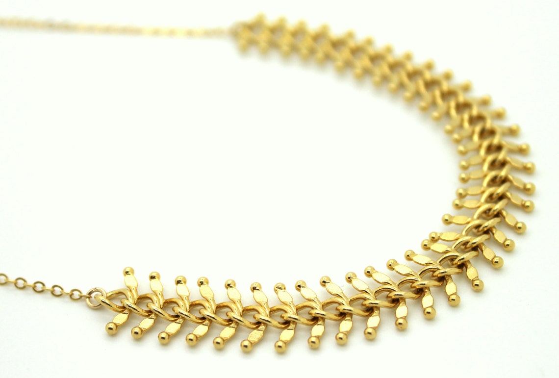Fishbone Necklace Elegant Classic Necklace for Woman 14k - Etsy