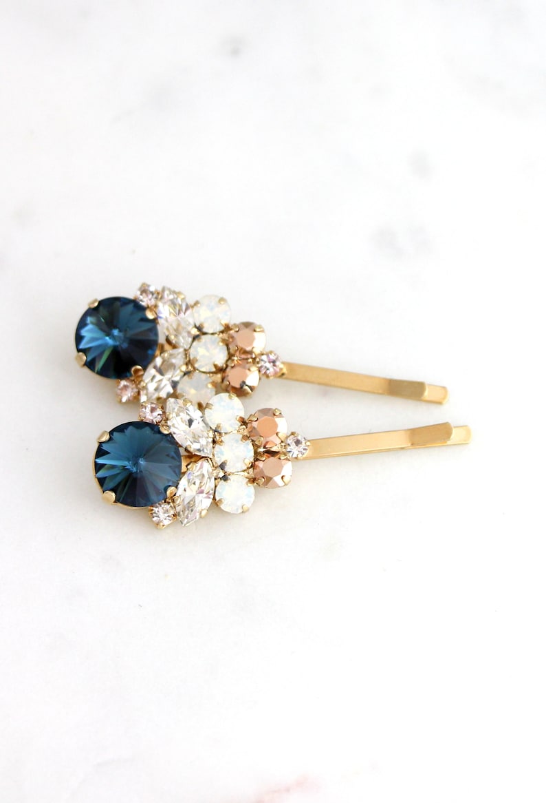 Bridal Hair Pin, Bridal Crystal Bobby Pin, Blue Navy Bridal Bobby Pins ...
