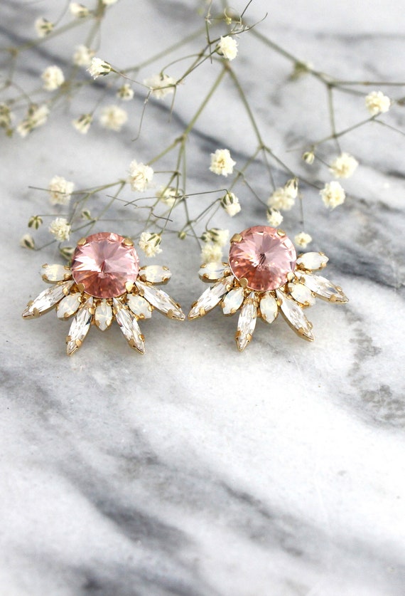 Blush Earrings Bridal Blush Earrings Bridal Earrings | Etsy
