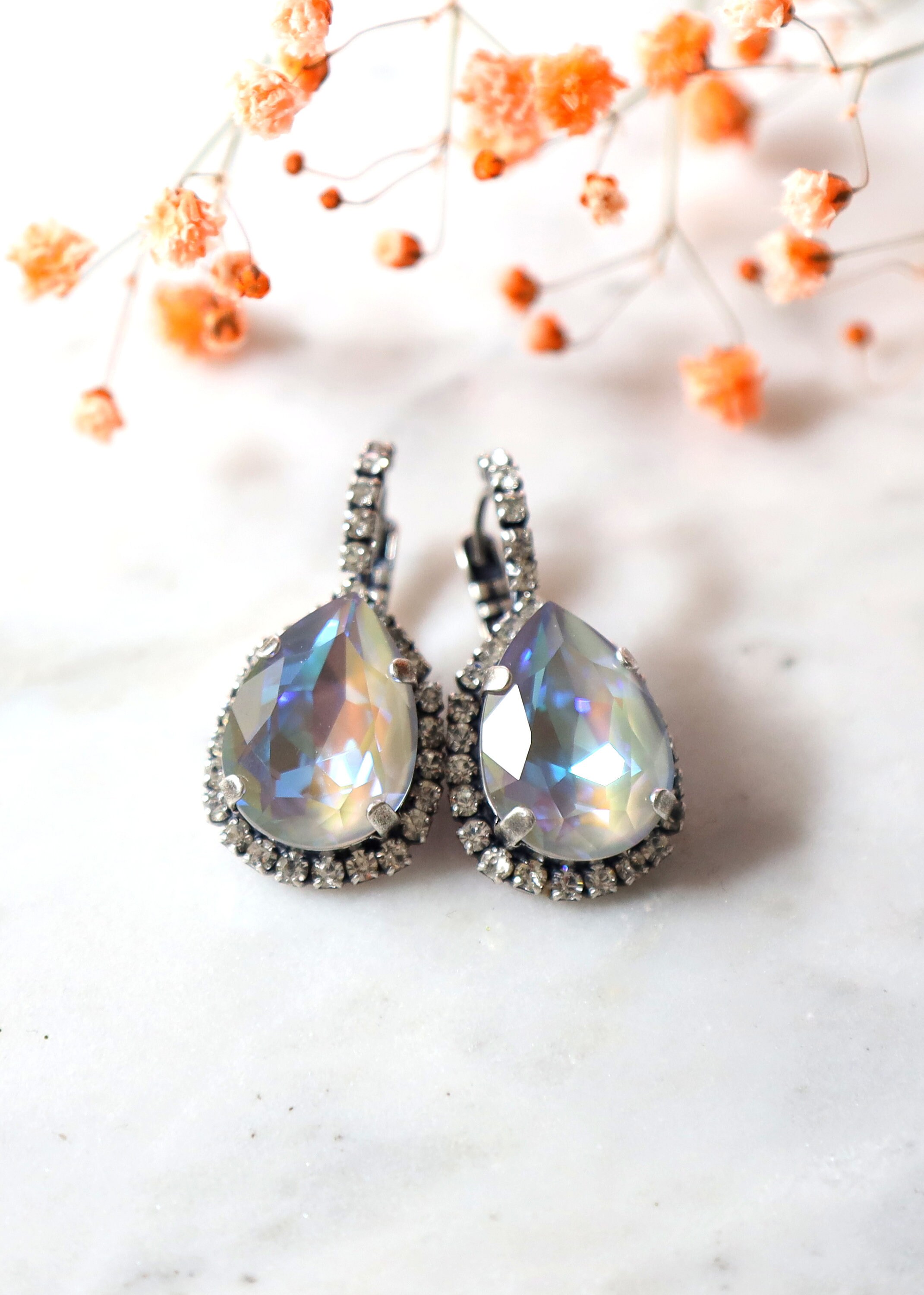 Gray Serene Earrings, Gary Drop Earrings, Bridal Gary Earrings, Bridal ...