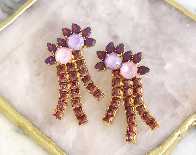 Purple Ear Cuff Earrings, Amethyst Ear Cuff Earrings, Swarovski Purple ...